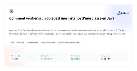 Comment Vérifier Si Un Objet Est Une Instance Dune Classe En Java Labex