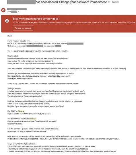 E mails de Sextortion extorsão sexual em esquema Ransomware