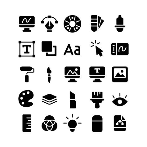 Graphic Design Icon Set With Glyph Style 18877455 Vector Art At Vecteezy