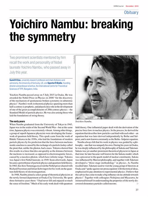 Yoichiro Nambu Breaking The Symmetry Docslib