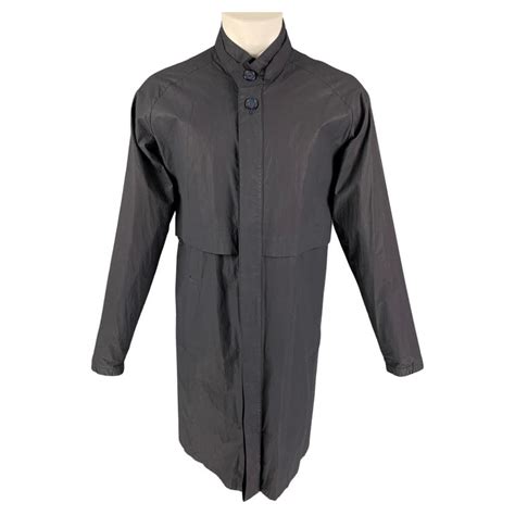 Raf Simons Size 40 Slate Cotton Zip Up And Buttons Trenchcoat For Sale