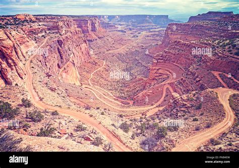 Vintage Toned Views White Rim Road In Canyonlands National Park Usa