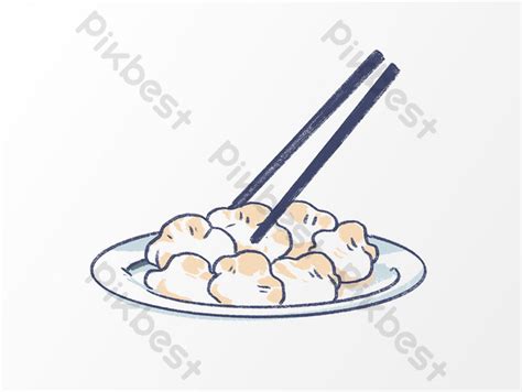 Drawing Small Summer Dumpling Plate Chopsticks Elements Psd Png Images Free Download Pikbest