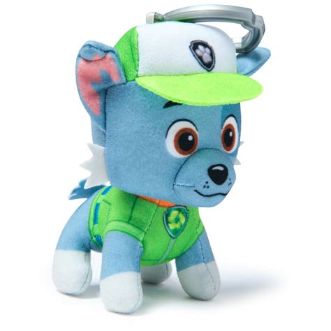 Paw Patrol Rescue Wheels 4 Inch Rocky Plush Toy With Keychain Clip
