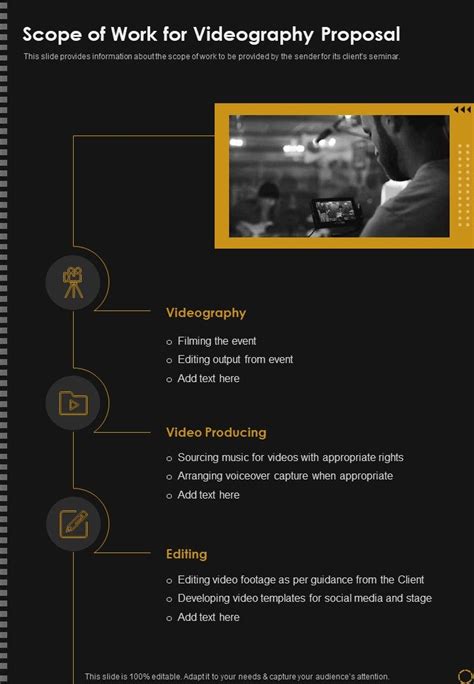 Scope Of Work For Videography Proposal One Pager Sample Example