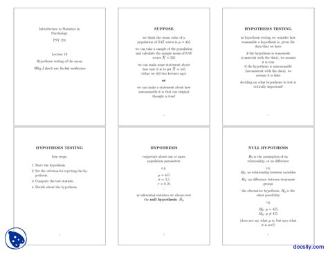 Hypothesis Testing Of Mean Introduction To Statistics In Psychology