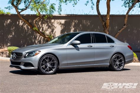 2015 Mercedes Benz C Class With 19 Stance Sf07 In Brushed Gunmetal Dual Brushed Gunmetal