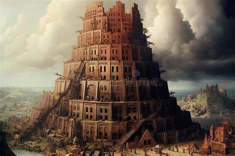 Tower Of Babel From Ancient Times Generative Ai Stock Illustration Illustration Of Landscape