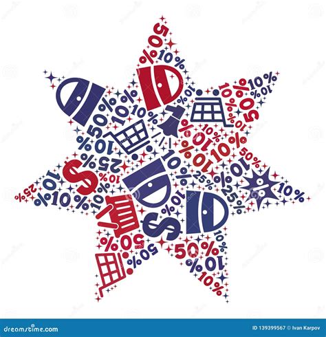 Shopping Composition Of Mosaic Eight Corner Star Icon Stock Vector