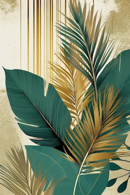Premium Ai Image Watercolor Modern Leaf Pattern Muted Colors