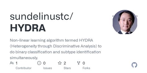 Github Sundelinustchydra Non Linear Learning Algorithm Termed Hydra Heterogeneity Through