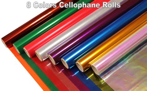 Syogua 8 Rolls Colored Cellophane Wrap Extra Wide 34 In X