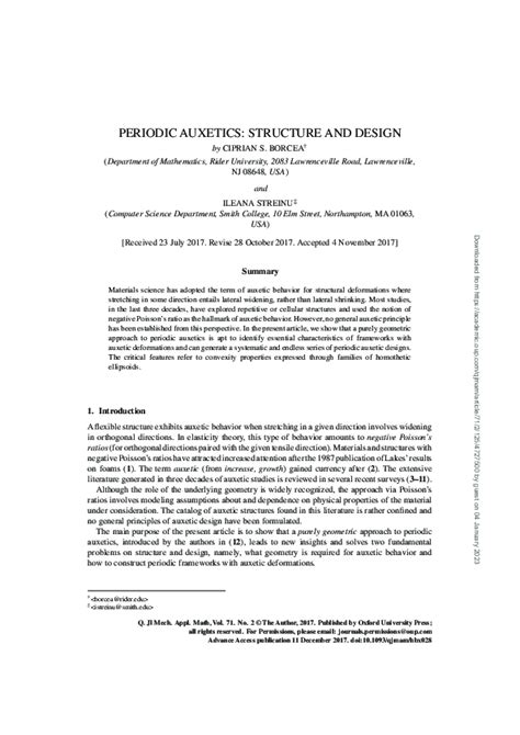 Pdf Periodic Auxetics Structure And Design
