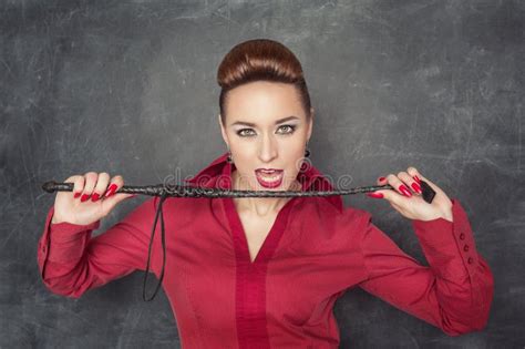 Woman With Whip In Her Hands Stock Image Image Of Adorable Female