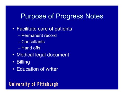 Purpose Of Progress Notes