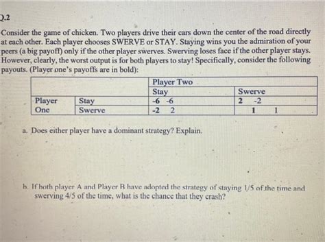 Solved Consider The Game Of Chicken Two Players Drive Chegg