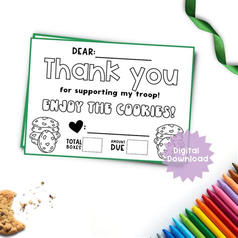 Girl Scout Cookie Thank You Coloring Card Printable Daisybrownie T
