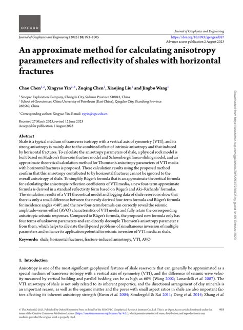 Pdf An Approximate Method For Calculating Anisotropy Parameters And
