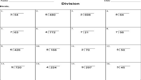 Long Division Practice 2 3 Digit Numbers Divided By 1 Digit Remainder Free