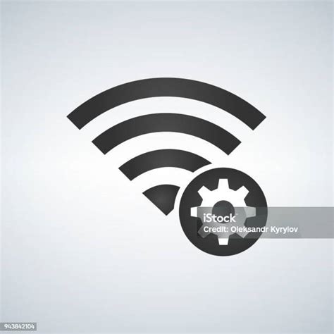 기어 또는 원형에 있는 설정 아이콘에 있는 Wifi 연결 신호 아이콘입니다 벡터 일러스트 현대 배경에 고립입니다 0명에 대한 스톡 벡터 아트 및 기타 이미지 Istock
