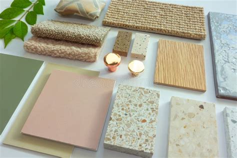 Interior Design Material Sample Board With Terrazzo Tiles Wood Sample