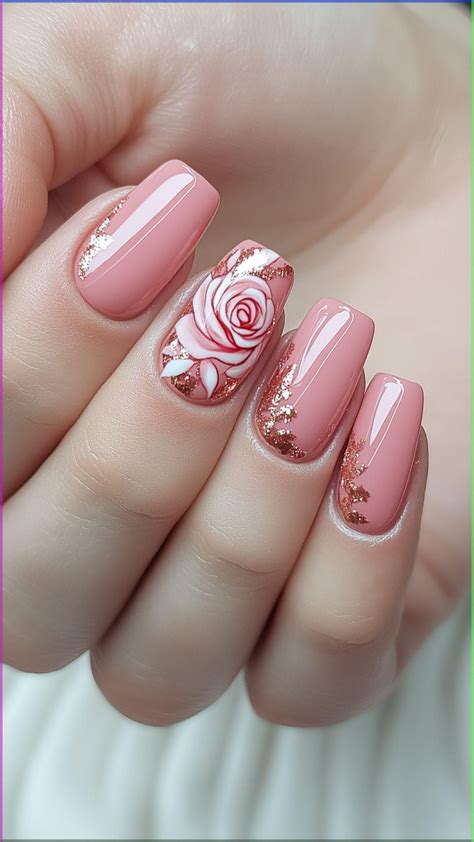 60 Adorable Pink Spring Nail Art Designs Rose Nail Art Rose Nail