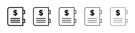 Ledger Icons Vectors In Different Thin Line In Black Color Stock