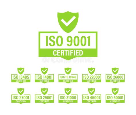 Set Of Iso Certification Stamp And Labels Iso Certified Badge Stock