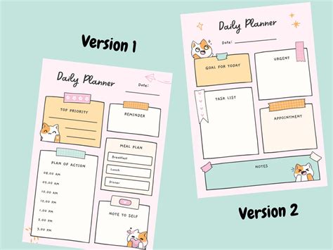 Cute Daily Planner Printable Printable Planner Planner Set Instant Download A4 A5 A7 Etsy