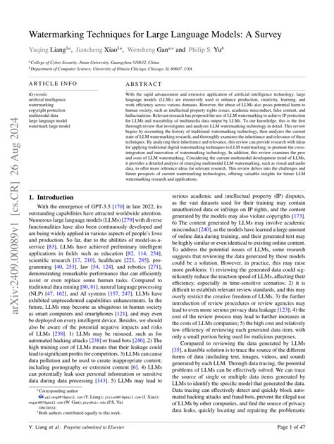Pdf Watermarking Techniques For Large Language Models A Survey