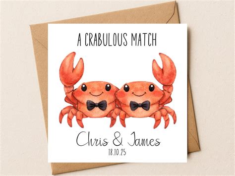 Personalised Crab Wedding Card A Crabulous Match For Groom Groom