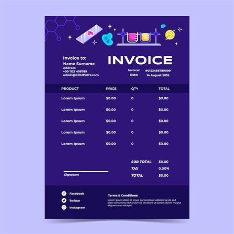 Free Vector Invoice Template For Science And Research