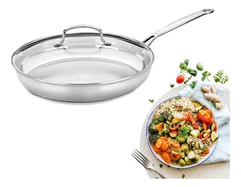 Cuisinart Sartén De Acero Inoxidable Con Tapa De Vidrio Color Plateado