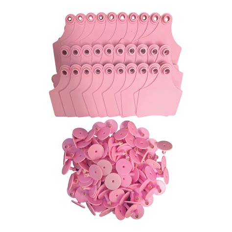100x Cattle Ear Tags 7x10cm Set Large Pink Blank Cow Sheep Livestock