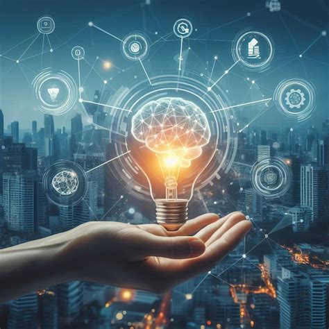 Conceptos E Ideas Innovadoras Una Mano Con Una Bombilla Y Un Cerebro