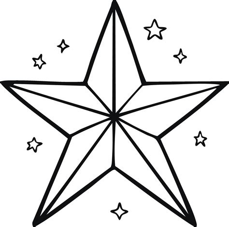 Simple Outline Five Pointed Star With Small Stars 72956401 Vector Art