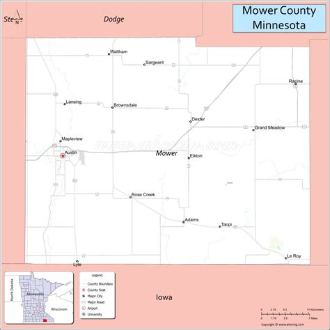Mower County Map Minnesota Where Is Located Cities Population