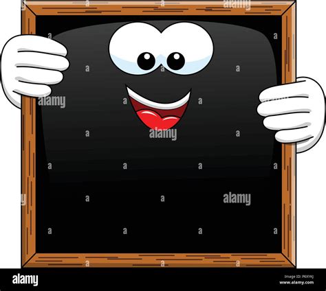 Happy Cartoon Blackboard Looking Down At Blank Message Isolated Stock