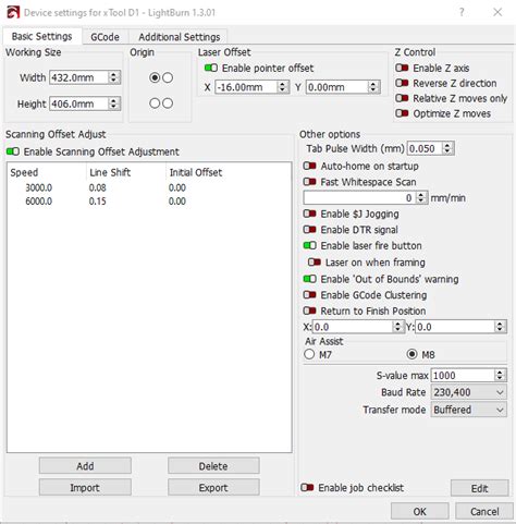 Need Help With Lightburn Settings For My Xtool My Workspace Is Very Small Like Half The Size