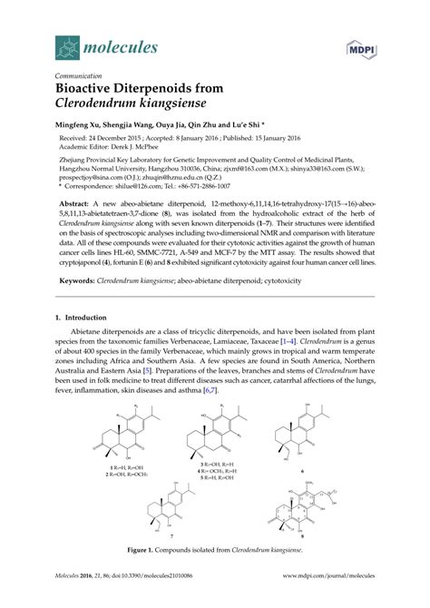 Pdf Bioactive Diterpenoids From Clerodendrum Kiangsiense