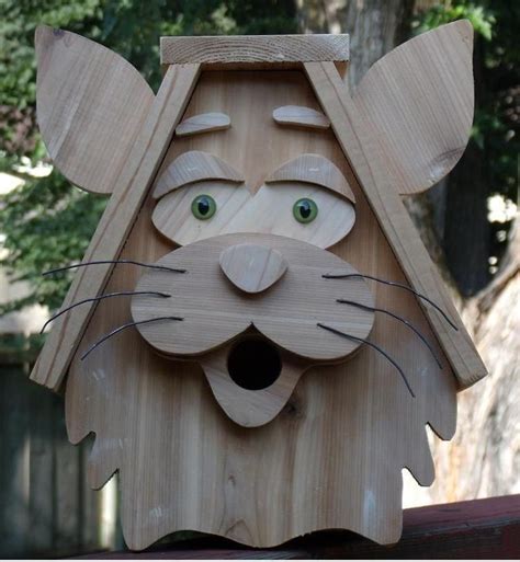 Cedar Kitty Face Birdhouse Etsy Bird Houses With Faces Cat Face