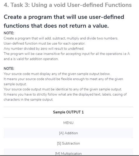 Solved Task Using A Void User Defined Functions Create Chegg Com