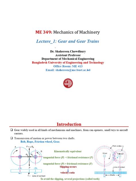 Lecture 1 Gear And Gear Trains Pdf Gear Manufactured Goods