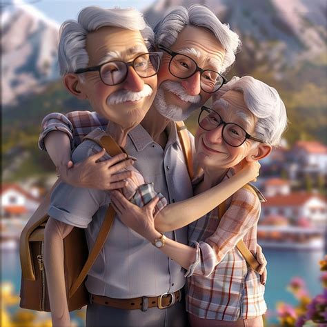 3d Rendered Photos Of Happy Married Old Couple Good Example Of Happy