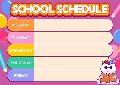Rose Red Cartoon Timetable A School Schedule For Cartoon Education Word