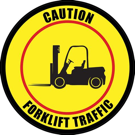 Caution Forklift Traffic Circle In Yellowred Floor Sign
