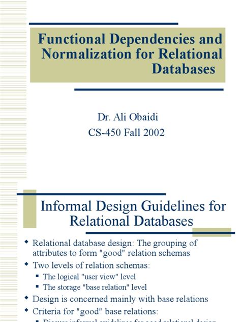 Functional Dependencies And Normalization For Relational Databases Pdf