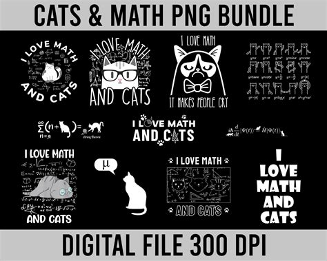 Cat Math Png Bundle Funny Math Png Math Teacher Png Math Lover Png