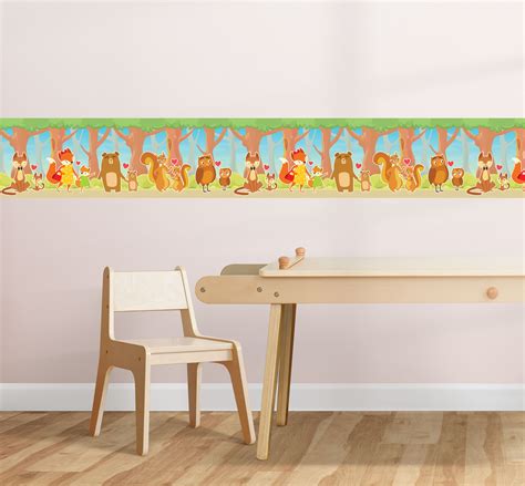 Peel And Stick Wallpaper Border Woodland Families Self Adhesive Wall