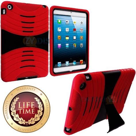 Mylife Red Black Shockproof Survivor Ridge Case For Apple Ipad Mini
